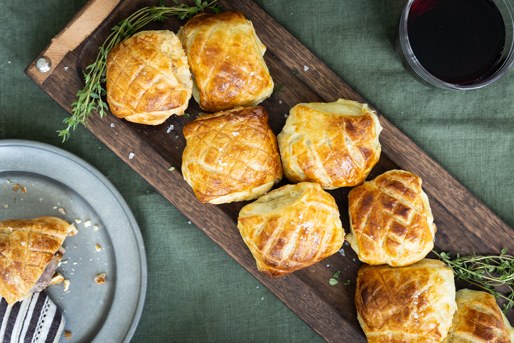Mini Beef Wellingtons with Pecan-Mushroom Duxelles - Schermer Pecans