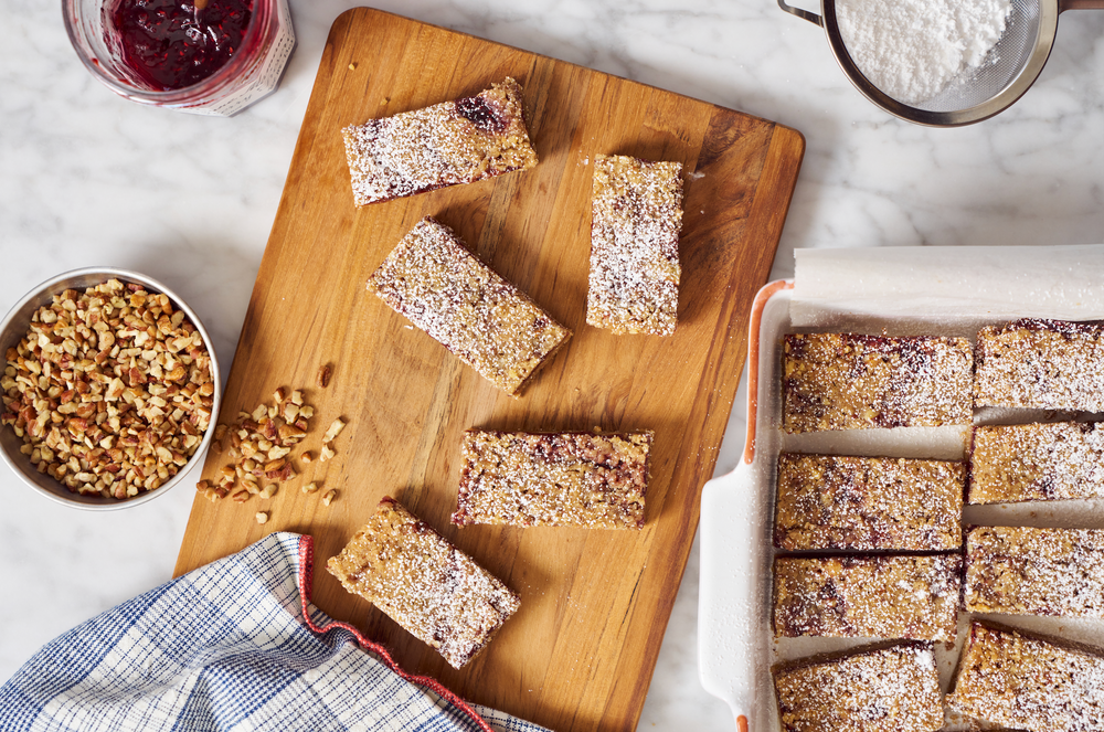 Pecan Raspberry Shortbread Bars - Schermer Pecans