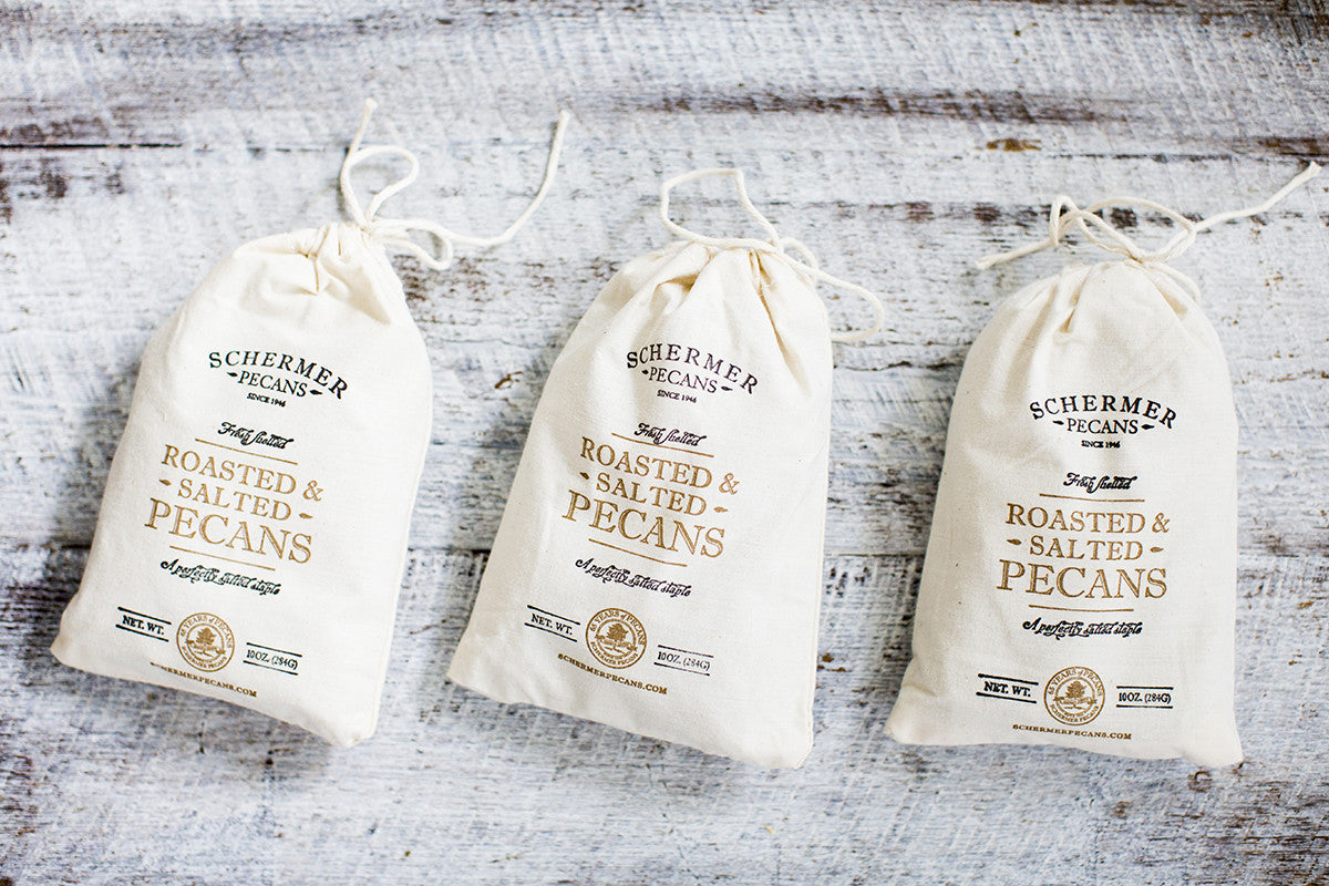 Schermer Pecans | Roasted and Salted Pecans | Cloth Bag Case