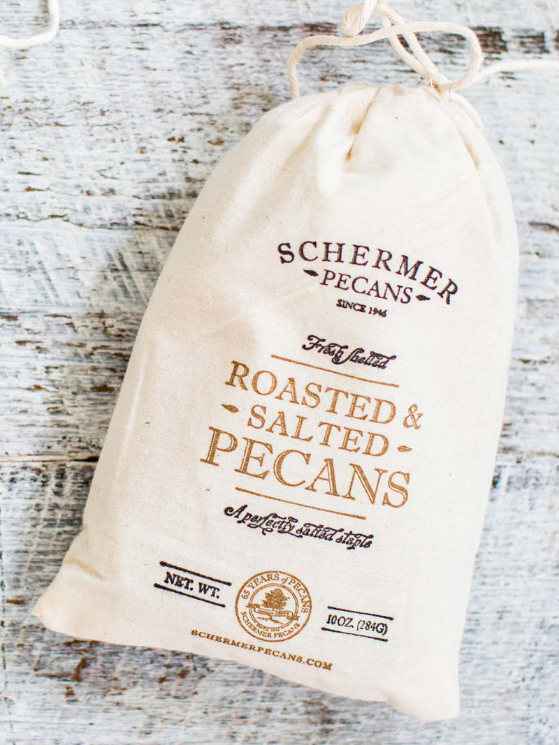 Schermer Pecans | Roasted and Salted Pecans | Cloth Bag Case